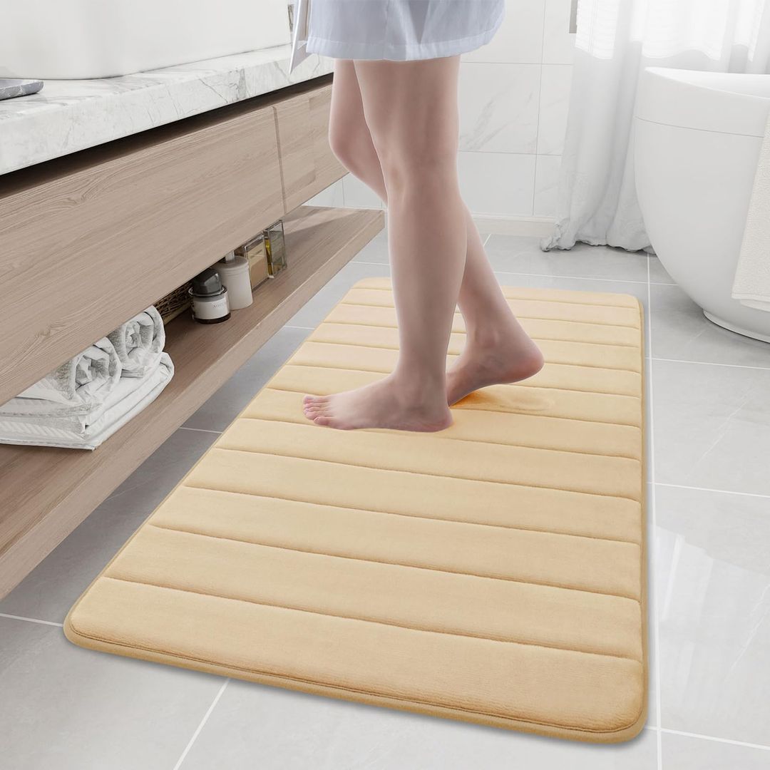 Extra Soft Non-Slip Bath Mat Machine Washable – 60 x 120 cm Beige